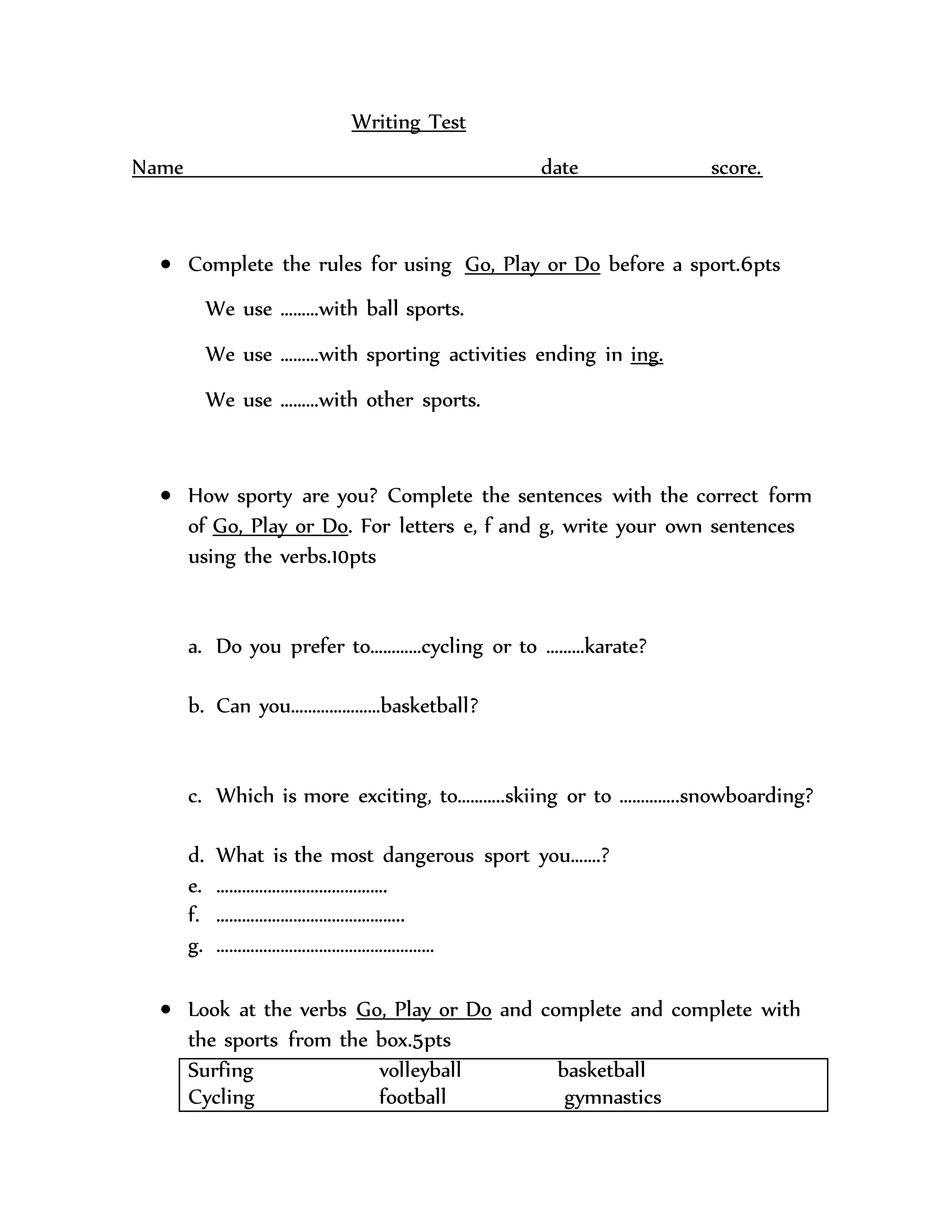 Writing test | PDF
