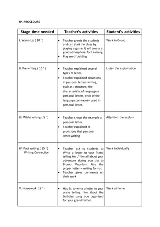Lesson Plan : Writing | PDF