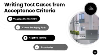 Writing test cases from user stories and acceptance criteria | PPTX