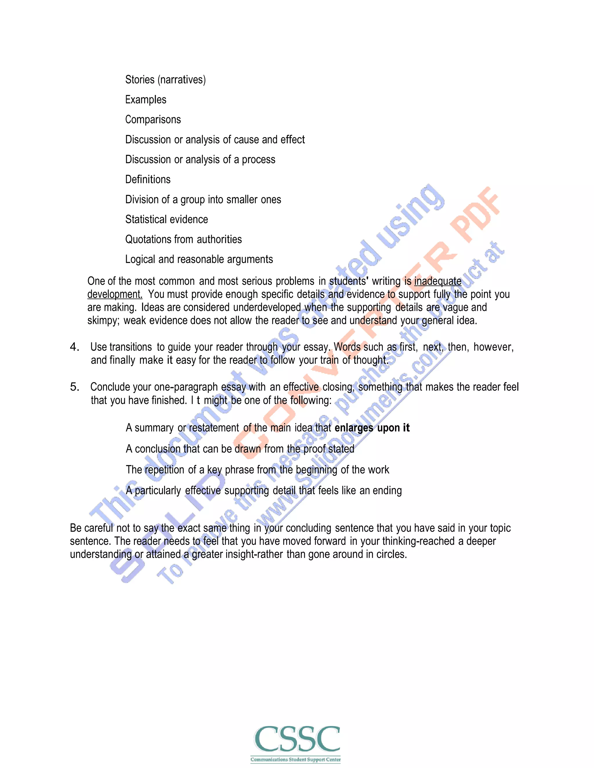 Writingthe1 paragraphessay cssc-tip_sheet_revised_ | DOC