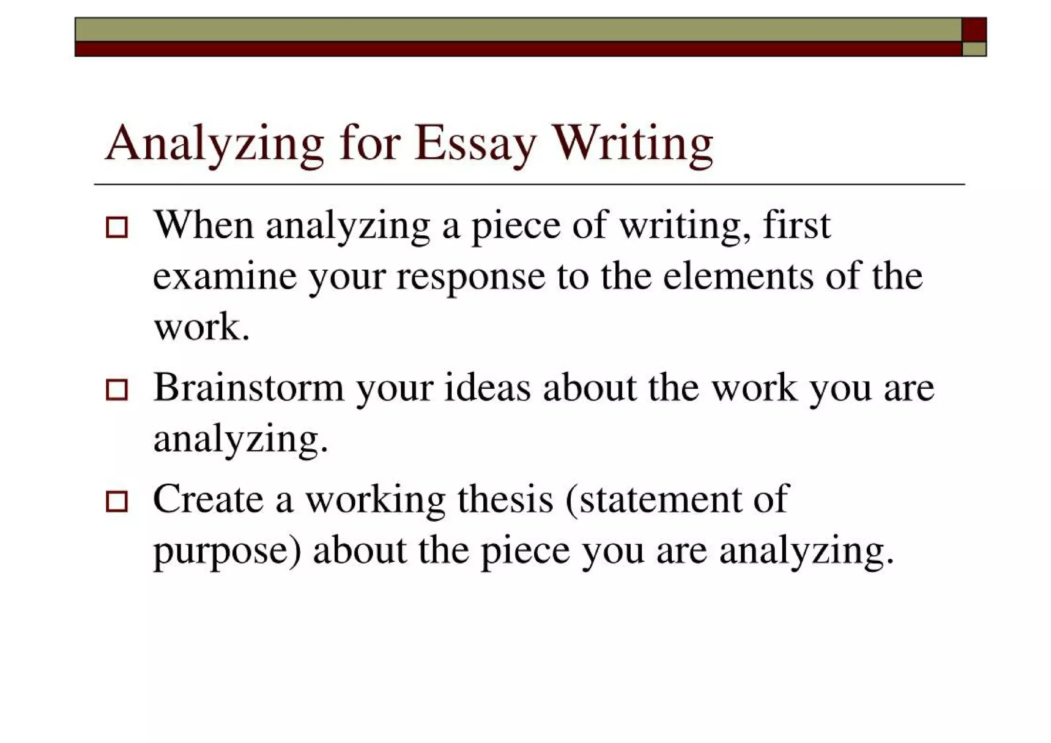 Writing The Analytical Essay | PPT