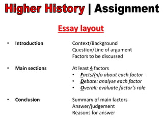 Higher History assignment - Writing the assignment | PPT