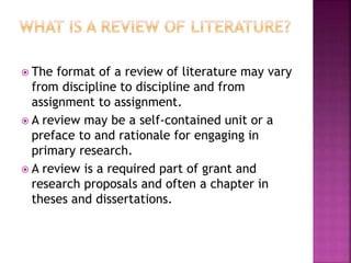 Writing the chapter of literature review | PPTX