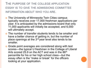 Writing The College Application Essay | PPTX
