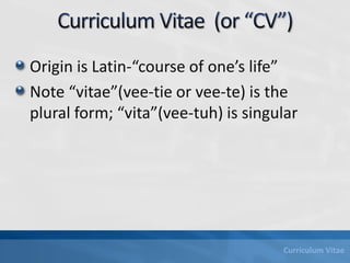 Writing the curriculum vitae | PDF