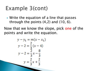 Writing the equations of lines(point slope form) | PPT