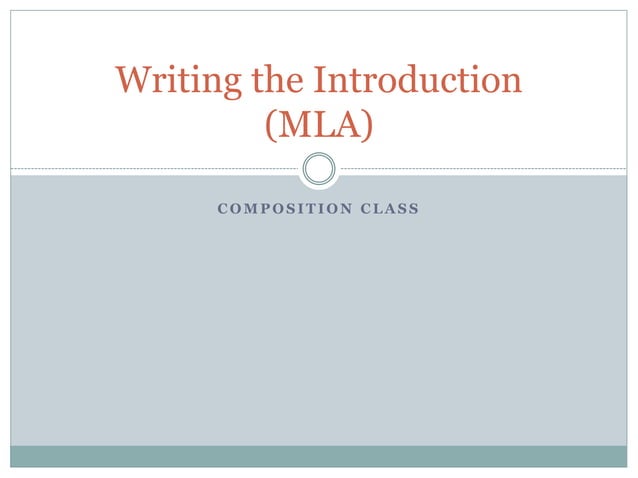 Writing the introduction mla | PPT