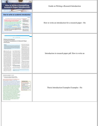 Writing The Introduction Of A Research Paper | PDF