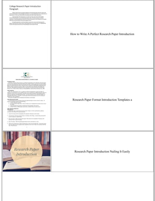 Writing The Introduction Of A Research Paper | PDF