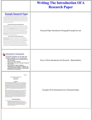 Writing The Introduction Of A Research Paper | PDF