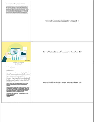 Writing The Introduction Of A Research Paper | PDF