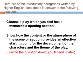 Writing the introductory paragraph | PPTX | Homework and Study | Education