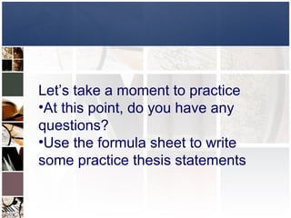 Writing theis statements | PPT