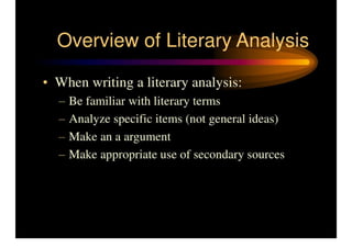 Writing The Literary Analysis | PPT