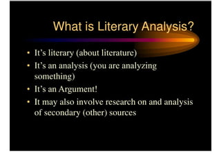 Writing The Literary Analysis | PDF