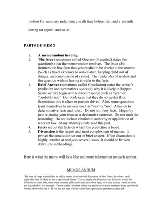 Writing the memo | DOC | Legal Services Industry | Industries