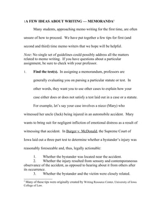 Writing the memo | DOC | Legal Services Industry | Industries