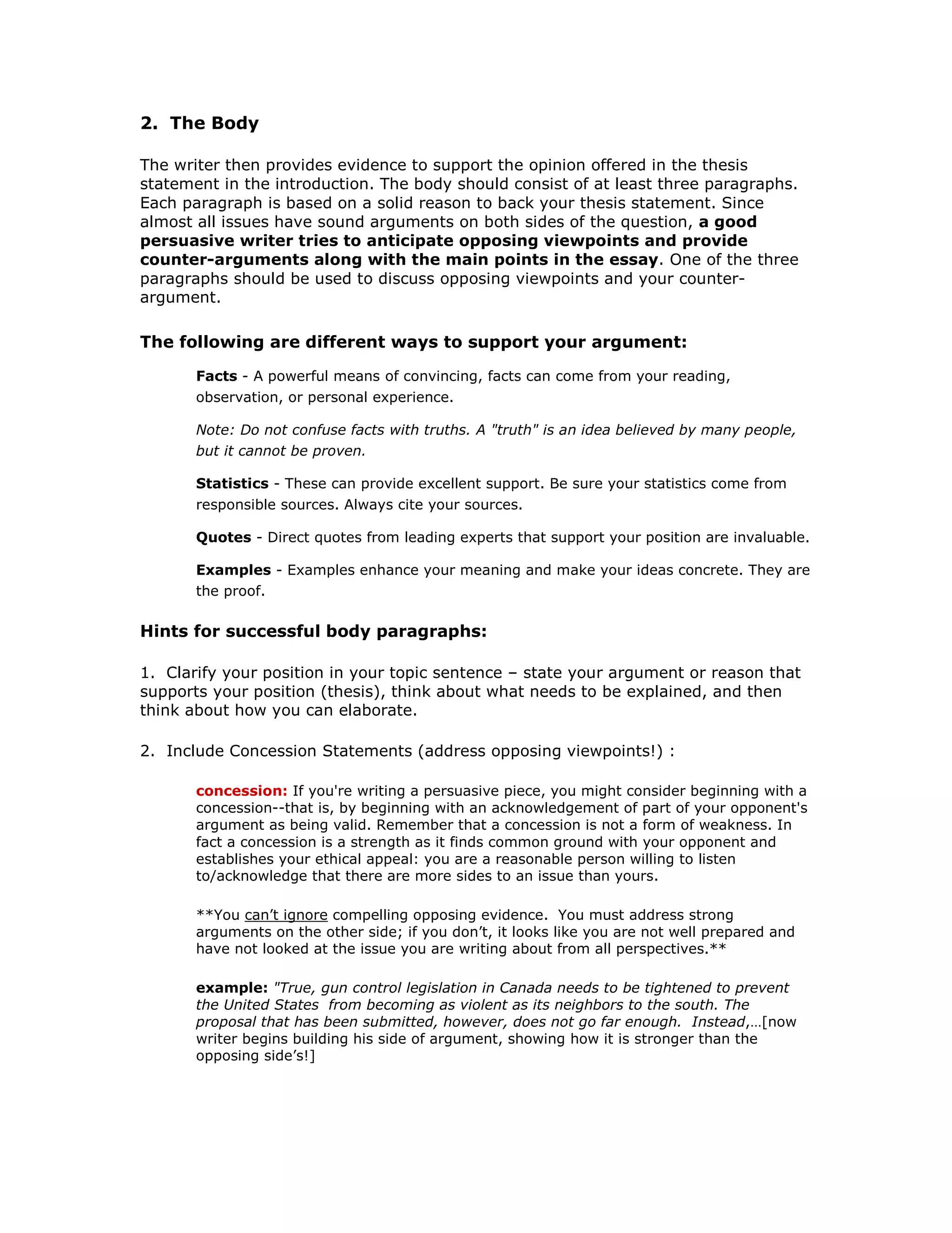 Writing the persuasive essay | PDF