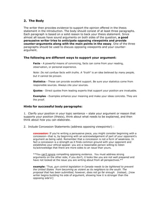 Writing the persuasive essay | PDF