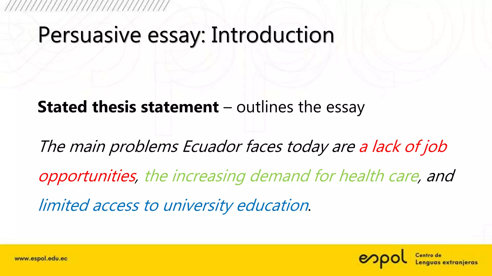 Writing the persuasive essay | PPTX