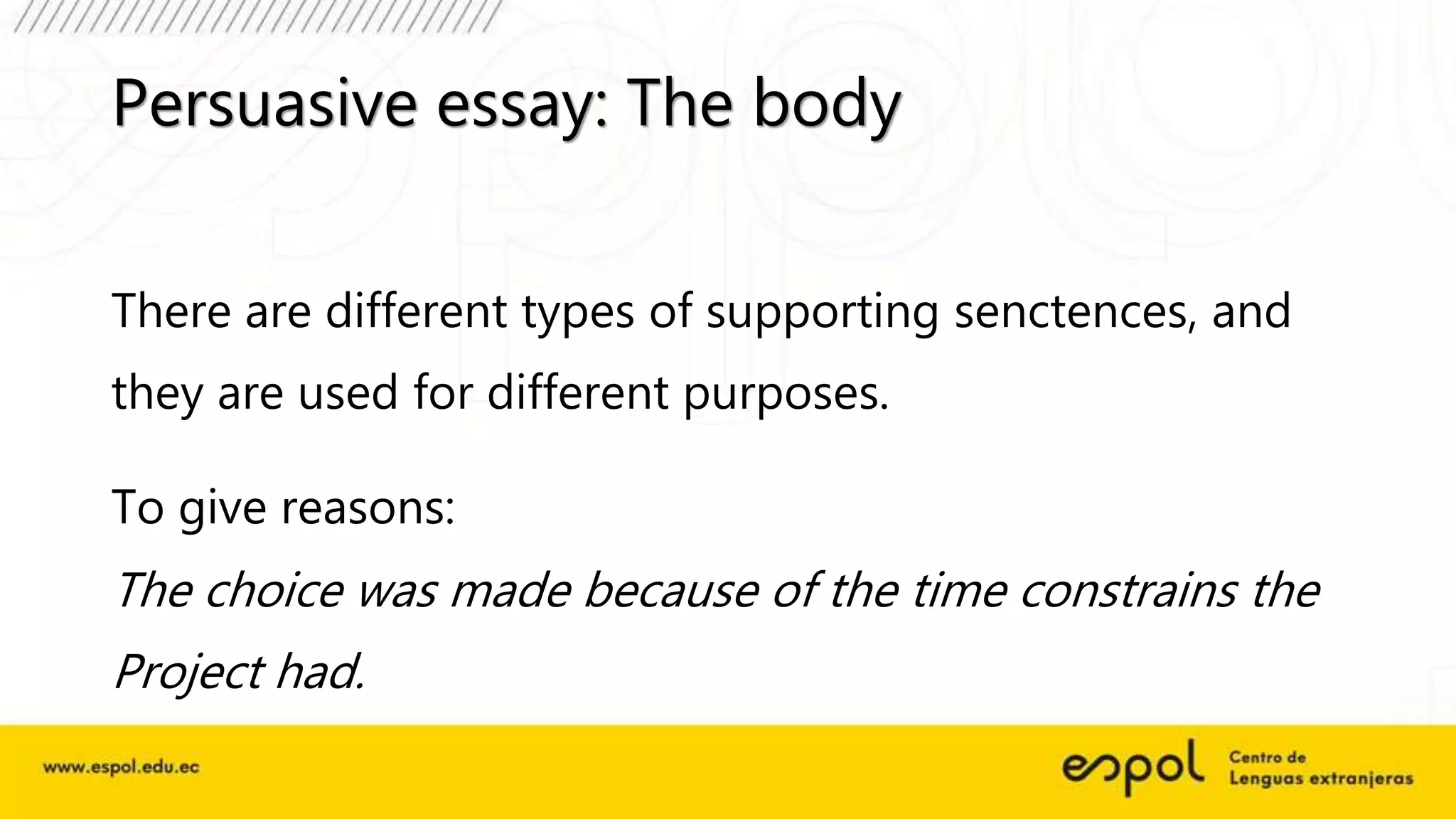 Writing the persuasive essay | PPTX