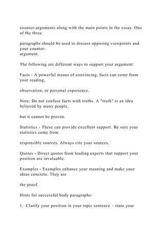 Writing the Persuasive Essay What is a persuasiveargum.docx | Education