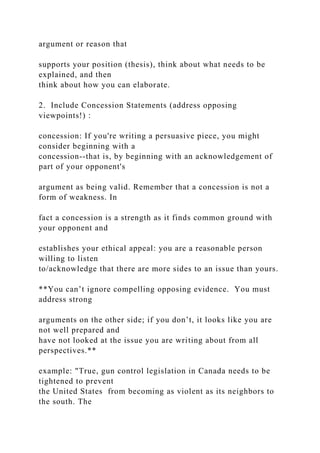 Writing the Persuasive Essay What is a persuasiveargum.docx | Education