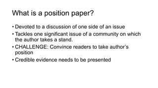Writing the position paper | PPTX