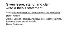 Writing the position paper | PPTX