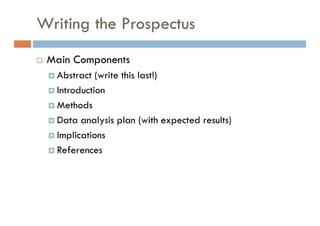 Writing The Prospectus | PDF