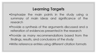 Writing the Research Findings, Conclusions, Recommendations and ...