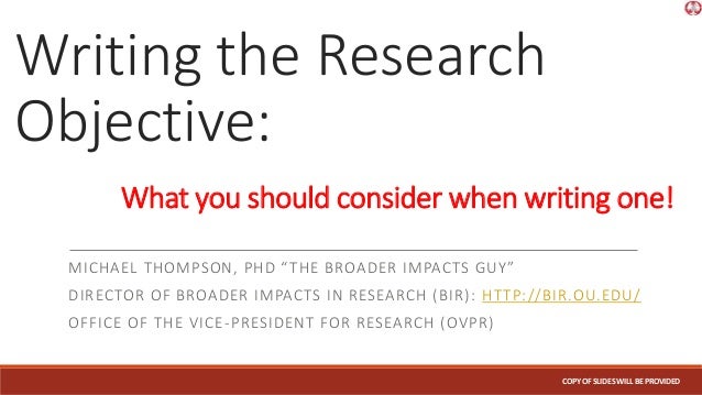 Writing the Research Objective