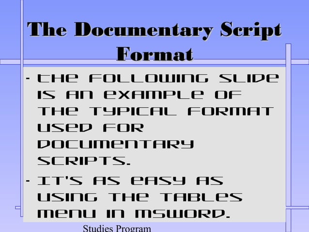 Writing the short documentary script | PPT