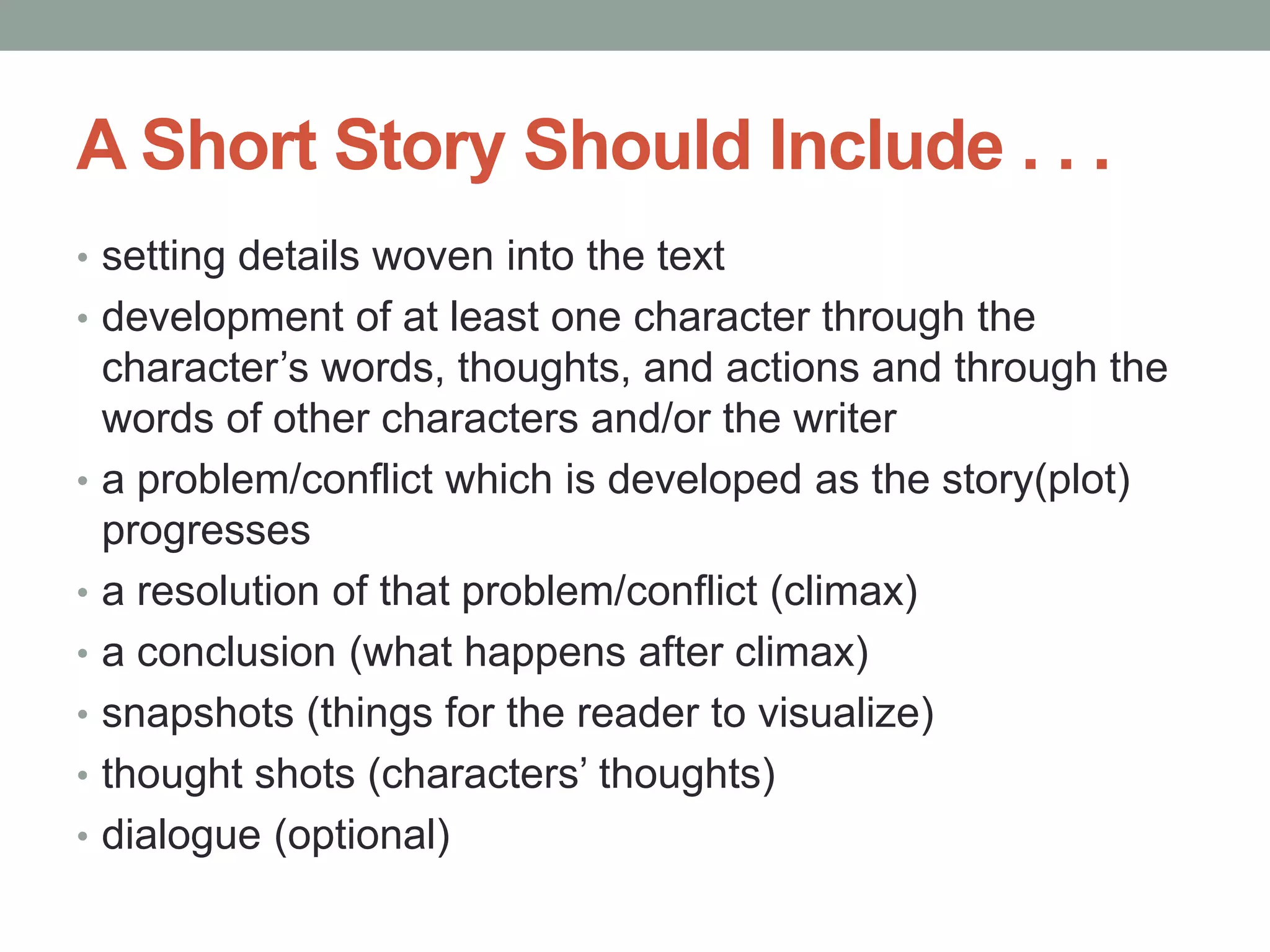 Writing the short story | PPTX