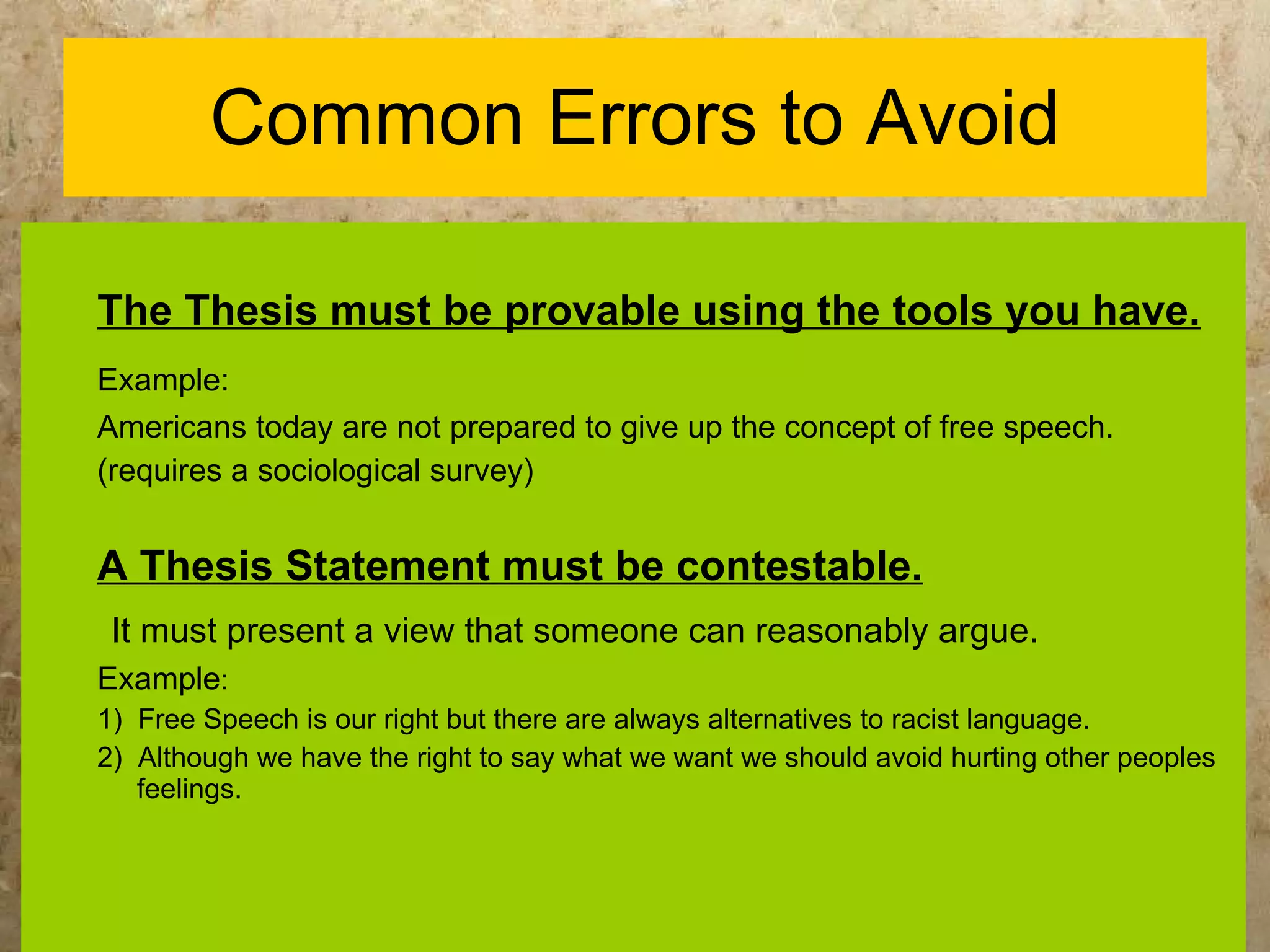 Writing thesis statements | PPT