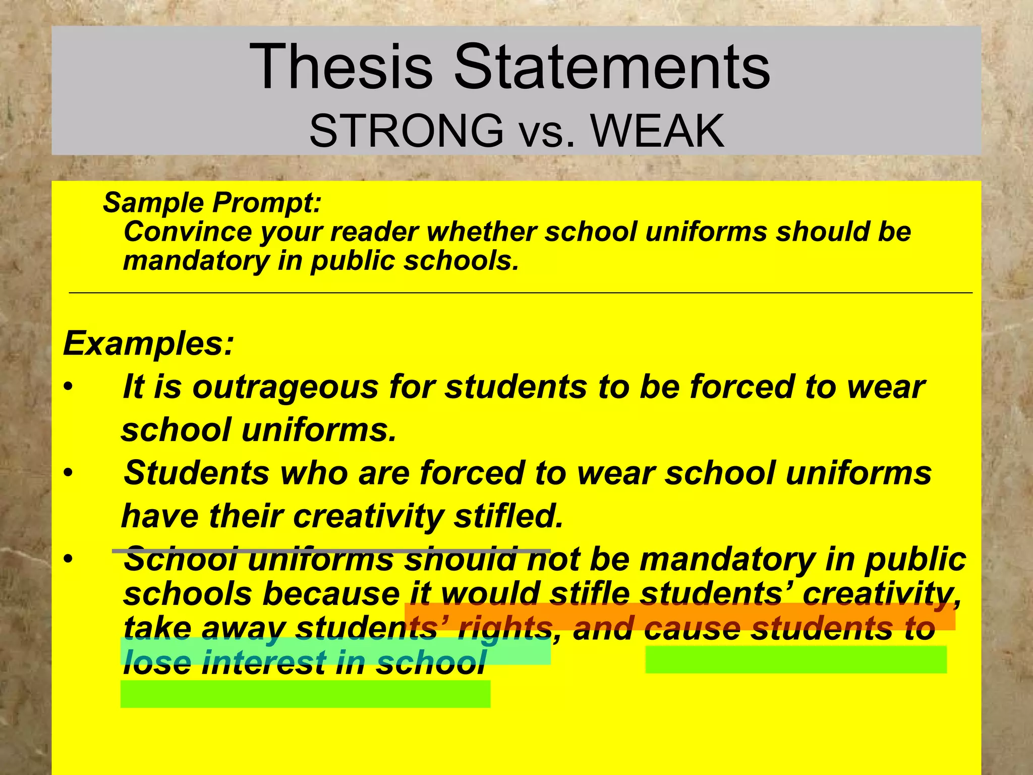 Writing thesis statements | PPT