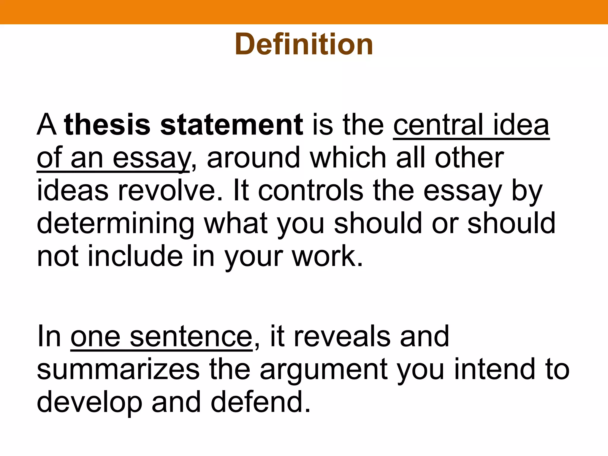 Writing Thesis Statements | PPT