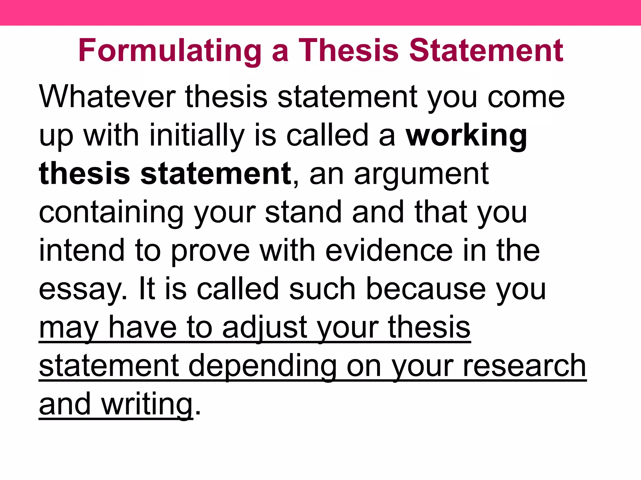 Writing Thesis Statements | PDF