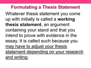 Writing Thesis Statements | PDF