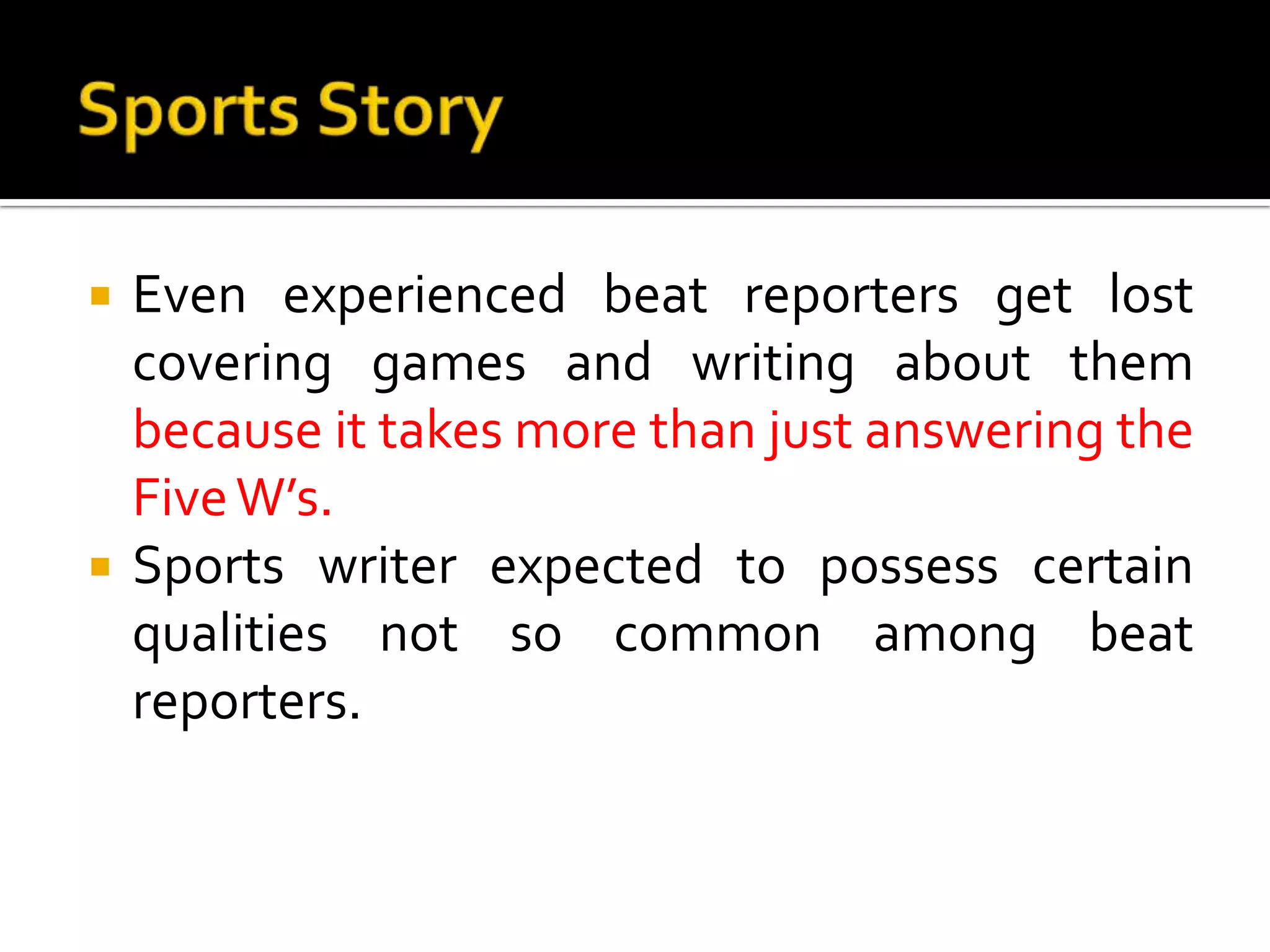 Writing the Sports Story | PPTX