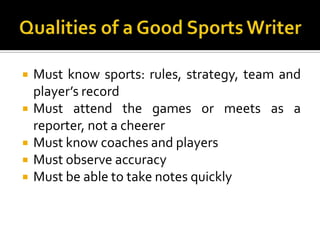 Writing the Sports Story | PPTX