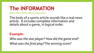 Writing the sports story | PPTX