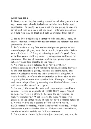 WRITING TIPS 1. Start your writing by making an outline of what .docx