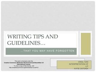 Writing Tips and Guidelines | PPT