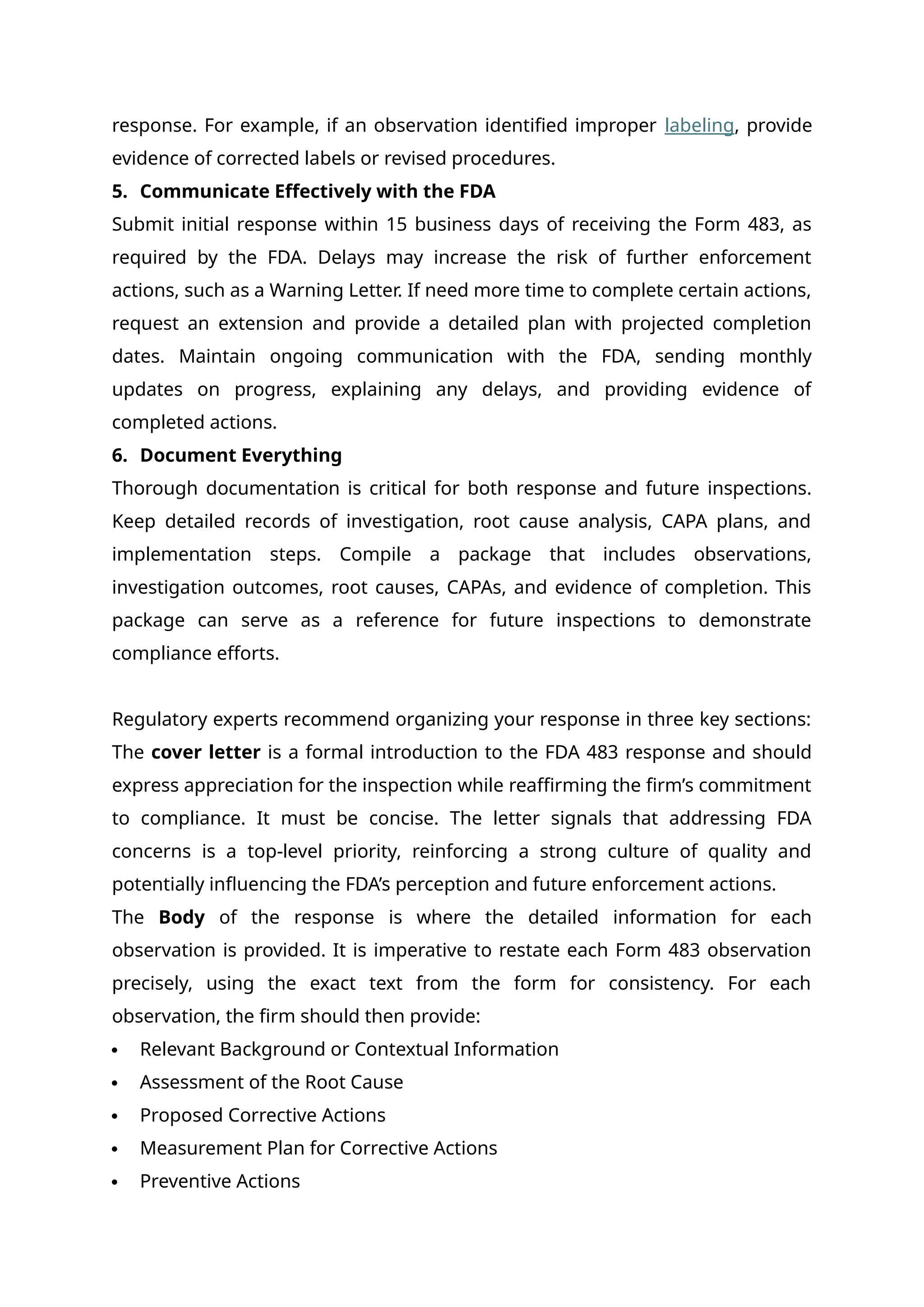 6 Tips for Writing an Effective FDA 483 Response | PDF