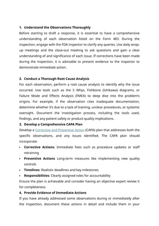 6 Tips for Writing an Effective FDA 483 Response | PDF
