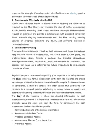 6 Tips for Writing an Effective FDA 483 Response | PDF
