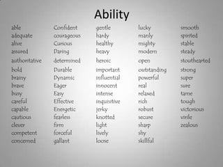 Writing to describe - info and ideas exam | PPT