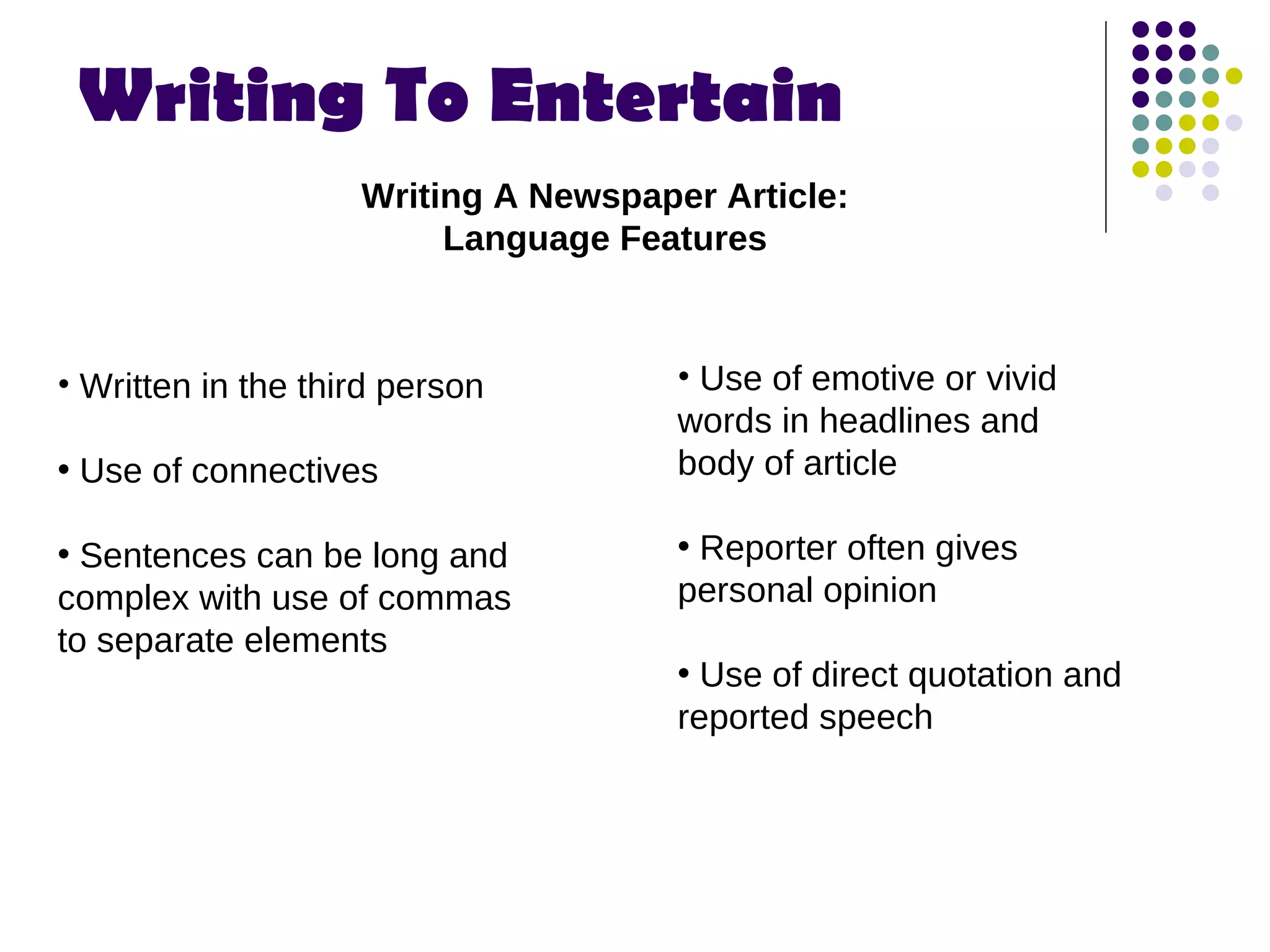 Writing To Entertain | PPT