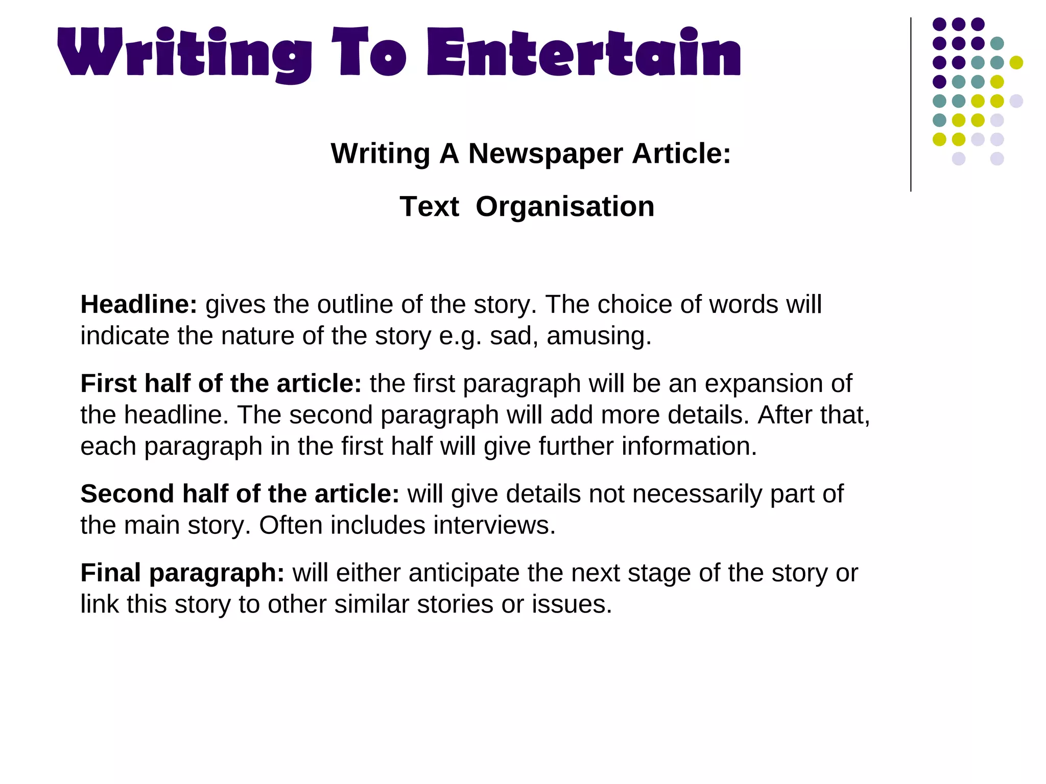 Writing To Entertain | PPT